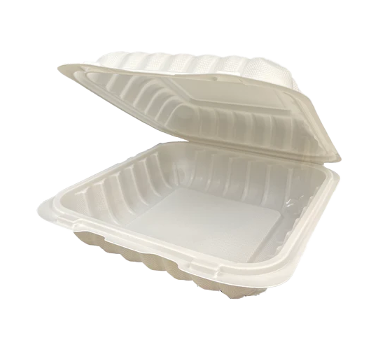 8 x 8 x 3" Plastic Clamshell Containers - White – Encore Food Service